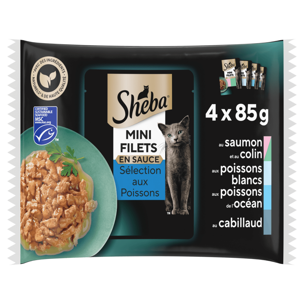 Sélection aux Poissons En Sauce 4 x 85g | Mini Filets | Sheba FR