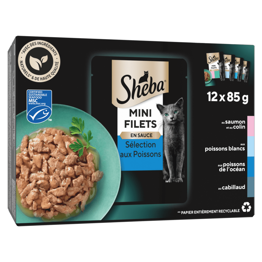 Sélection aux Poissons En Sauce 12 x 85g | Mini Filets | Sheba FR