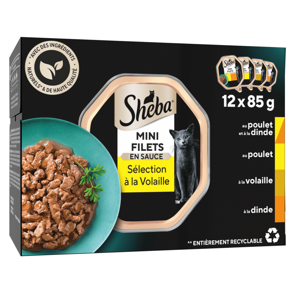 Sélection à la Volaille En Sauce 12 x 85g | Mini Filets | Sheba FR